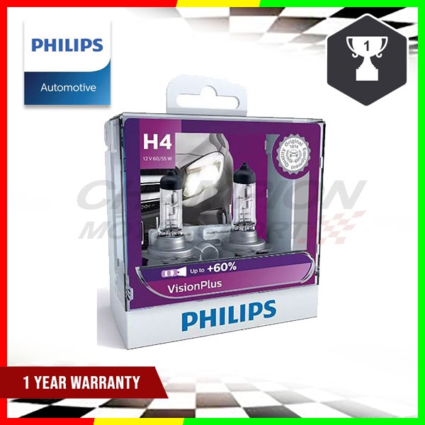 Philips Vision Plus Head Light 60/55W 12v [ H1 / H3 / H4 / H7 / H11 ...