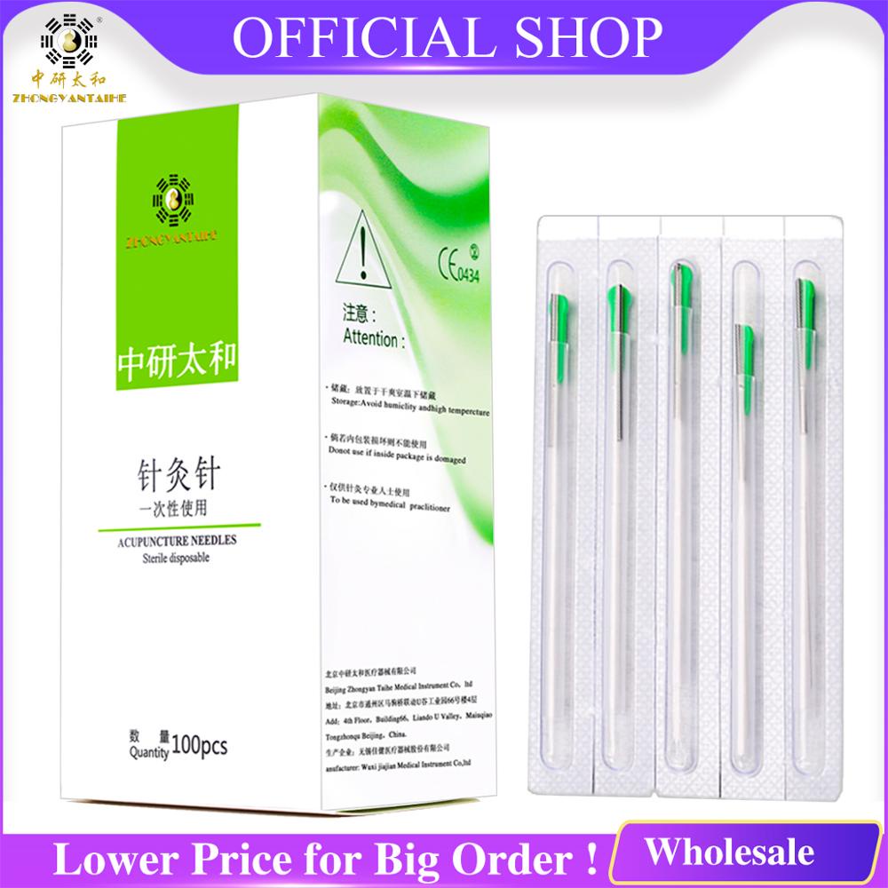 100 PCS ZHONGYAN TAIHE Acupuncture Needle Sharp Disposable Sterile ...