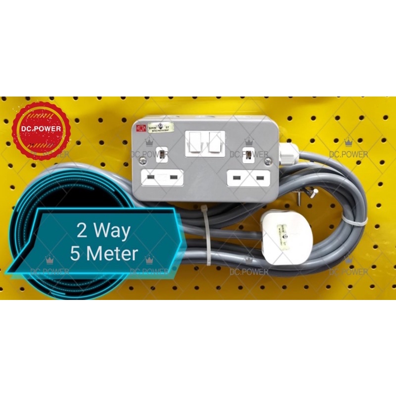 Heavy Duty Metal Clad Extention Trailing Socket 1 Gang / 2 Gang x 5M ...