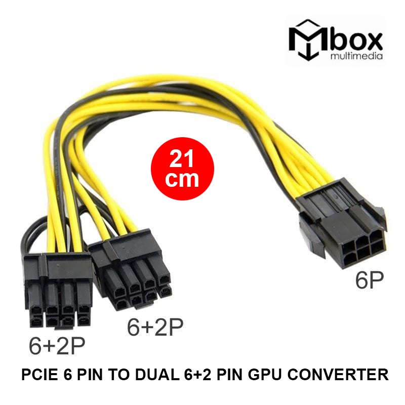 MBOX PCIE 6-pin to 2 x 6+2-pin (6-pin/8-pin) power cable PCIE splitter ...