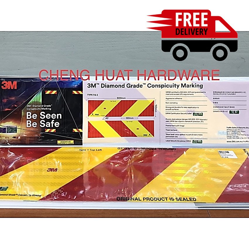 3M Diamond Grade Vehicle Reflective Marking Plate - 600mm x 150mm (3M ...