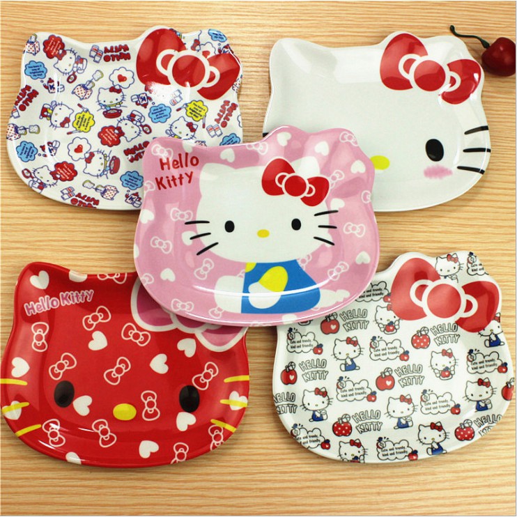 【Life-365】Hello Kitty Plate Cartoon Kids Tableware Snack Dish Cake Dish ...