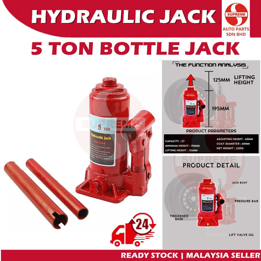 S2U Heavy Duty Hydraulic Bottle Jack 5Ton 5000kg Lifting Stand ...