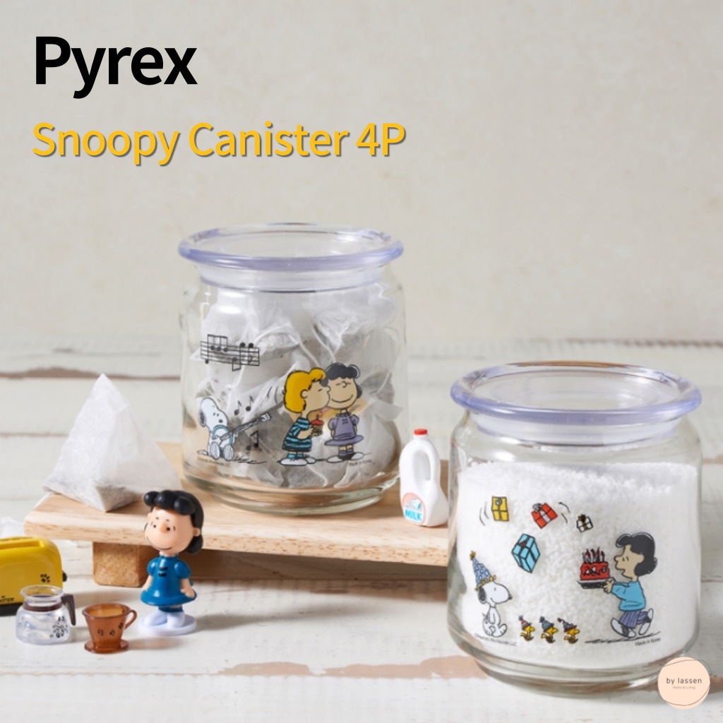 🌺KOREA🌺 Pyrex Peanuts Canister 4P Set Pyrex X Snoopy Collaboration ...