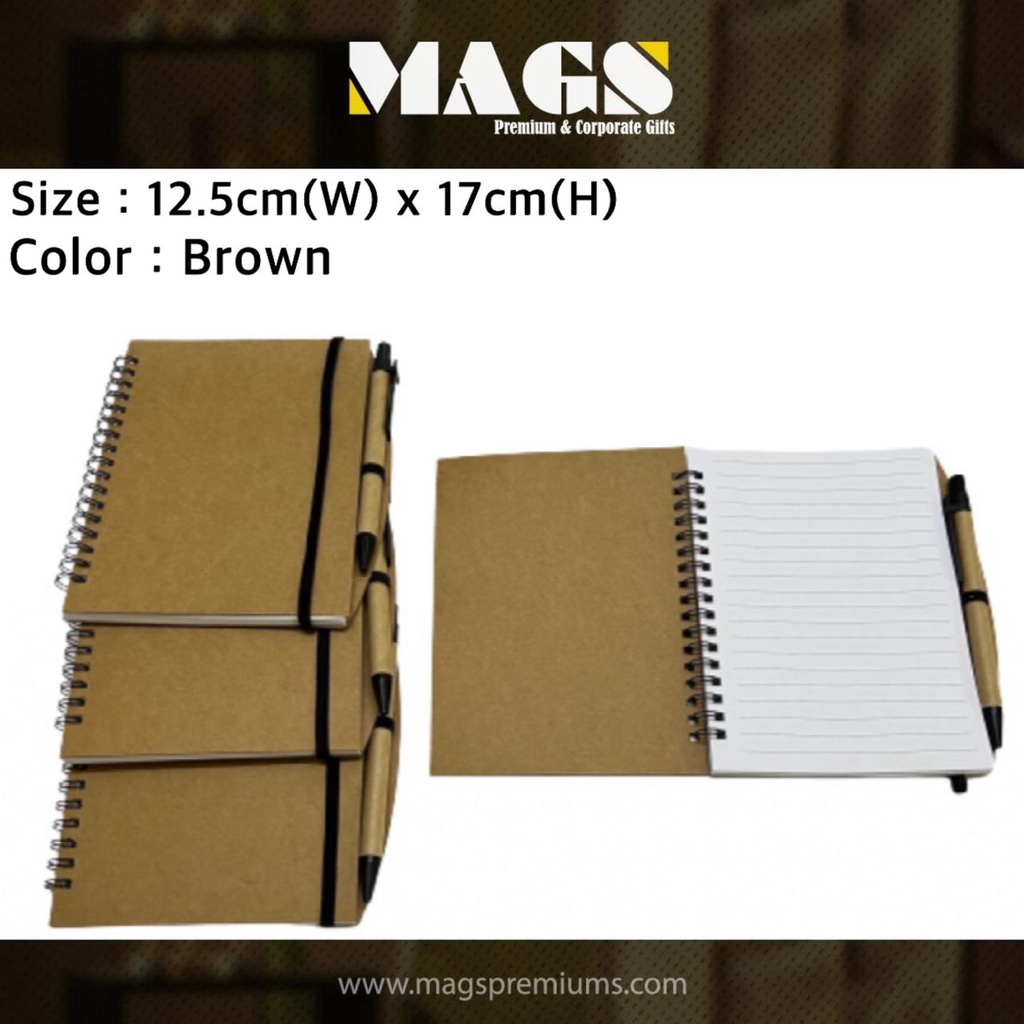 Eco Notebook with Pen Kraft Notebook Kraft Paper Cover Note Book with ...