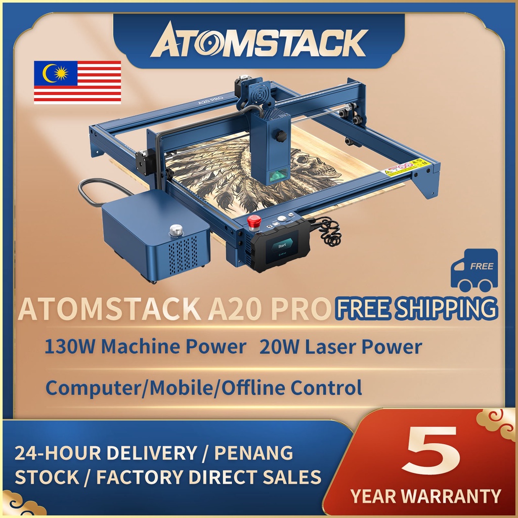 Ready Stock🚚ATOMSTACK A20 Pro Laser Engraver 130W Engraving Cutting Machine with F30 Pro Air ...