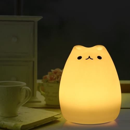 COLOR CHANGING SILICONE CAT NIGHT LIGHT BEDSIDE LAMP (WHITE) | Shopee ...