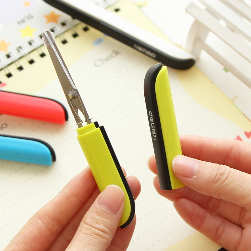 Deli Crafting Portable Scissors Paper-Cutting Folding Safety Mini 0600 ...