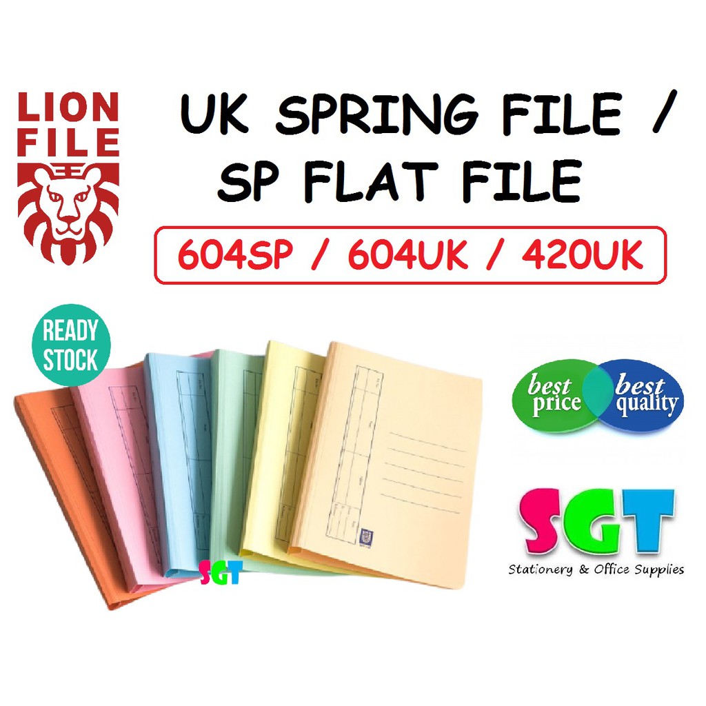LION FILE UK Spring File / SP Flat File ( 604SP / 604UK ) Random Colour ...