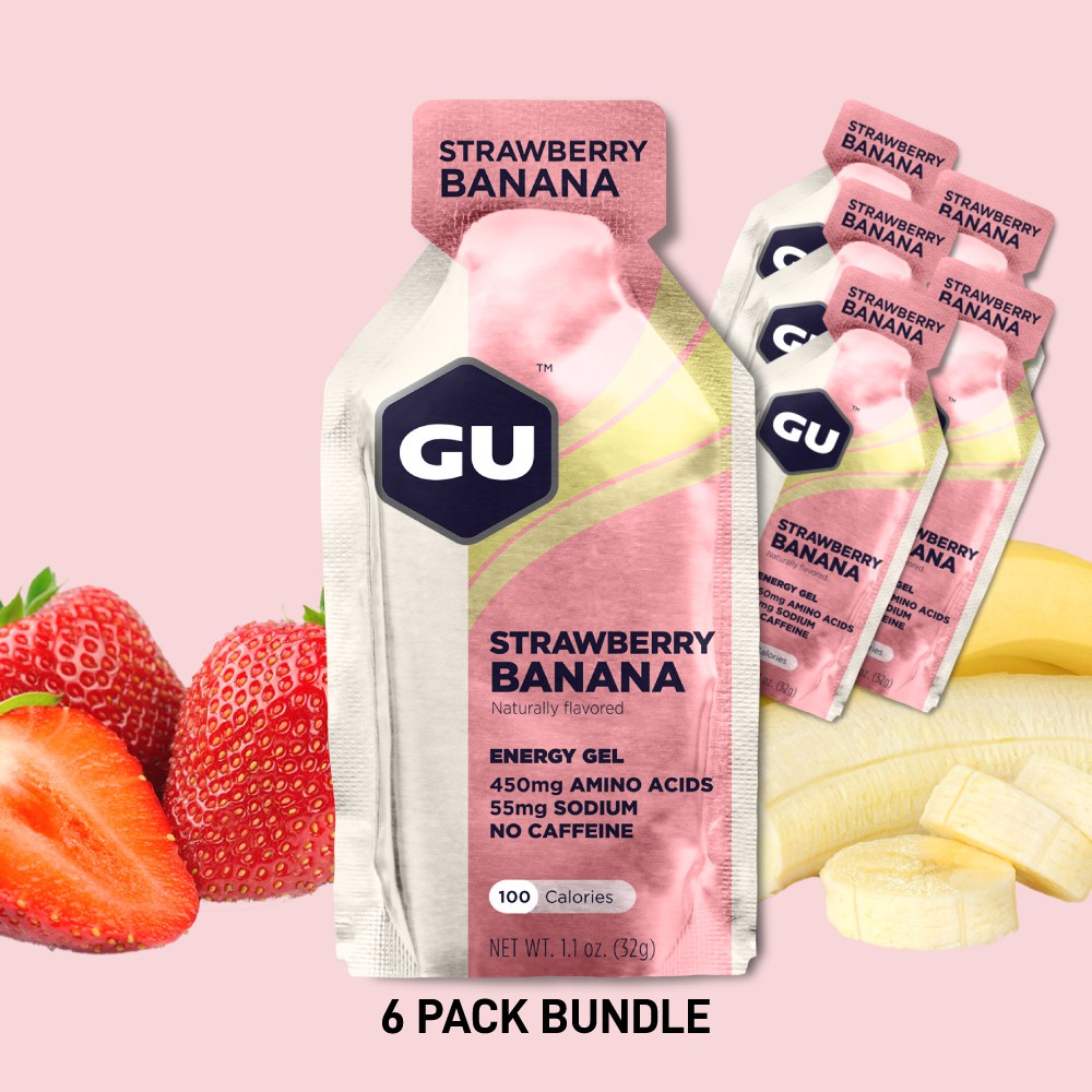 (6 Packs) GU Energy Gel Strawberry Banana - Expiry Date: Oct 2025 ...