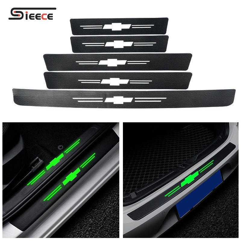 Sieece Car Door Sill Protector Carbon Fiber Luminous Auto Rear Bumper ...