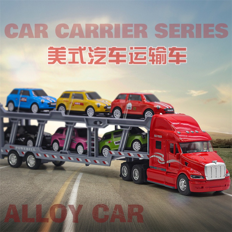 1:48 Alloy American Truck Transporter Model Toy Simulation Lorry ...