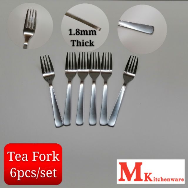 (MKitchenware) 6pcs Stainless Steel Tea Fork Set/ Cake Fork Set (1.8mm ...