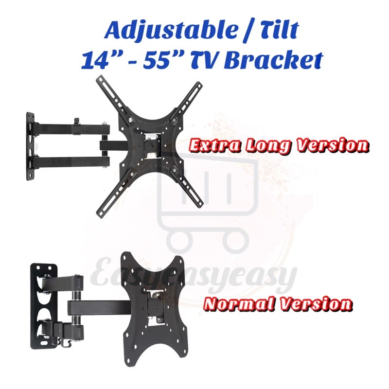 TV Bracket 14- 55 inch Fully Adjustable Tilt Triple Arm TV Wall Mount ...