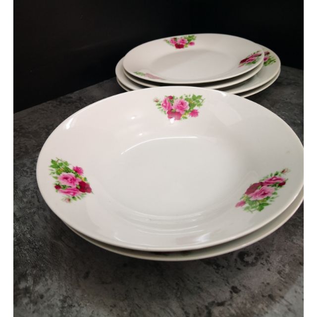 6PCS DINNER SET PORCELAIN PLATES PINGGAN PIRING | Shopee Malaysia