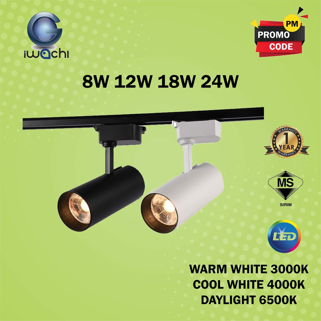 [SIRIM] 2 Years Warranty 𝗜𝗪𝗔𝗖𝗛𝗜 Track Light 8W 12W 18W 24W LED ...