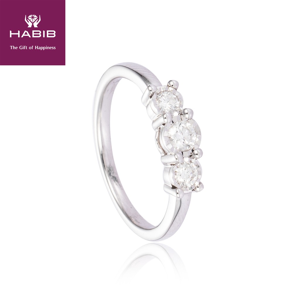 HABIB Trilogy White Diamond Ring in375/9K White Gold | Shopee Malaysia