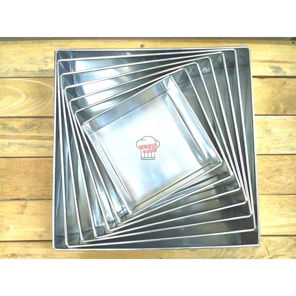 Handmade Aluminium Fixed-Based Square Cake Mould (3 inch height)//Acuan ...