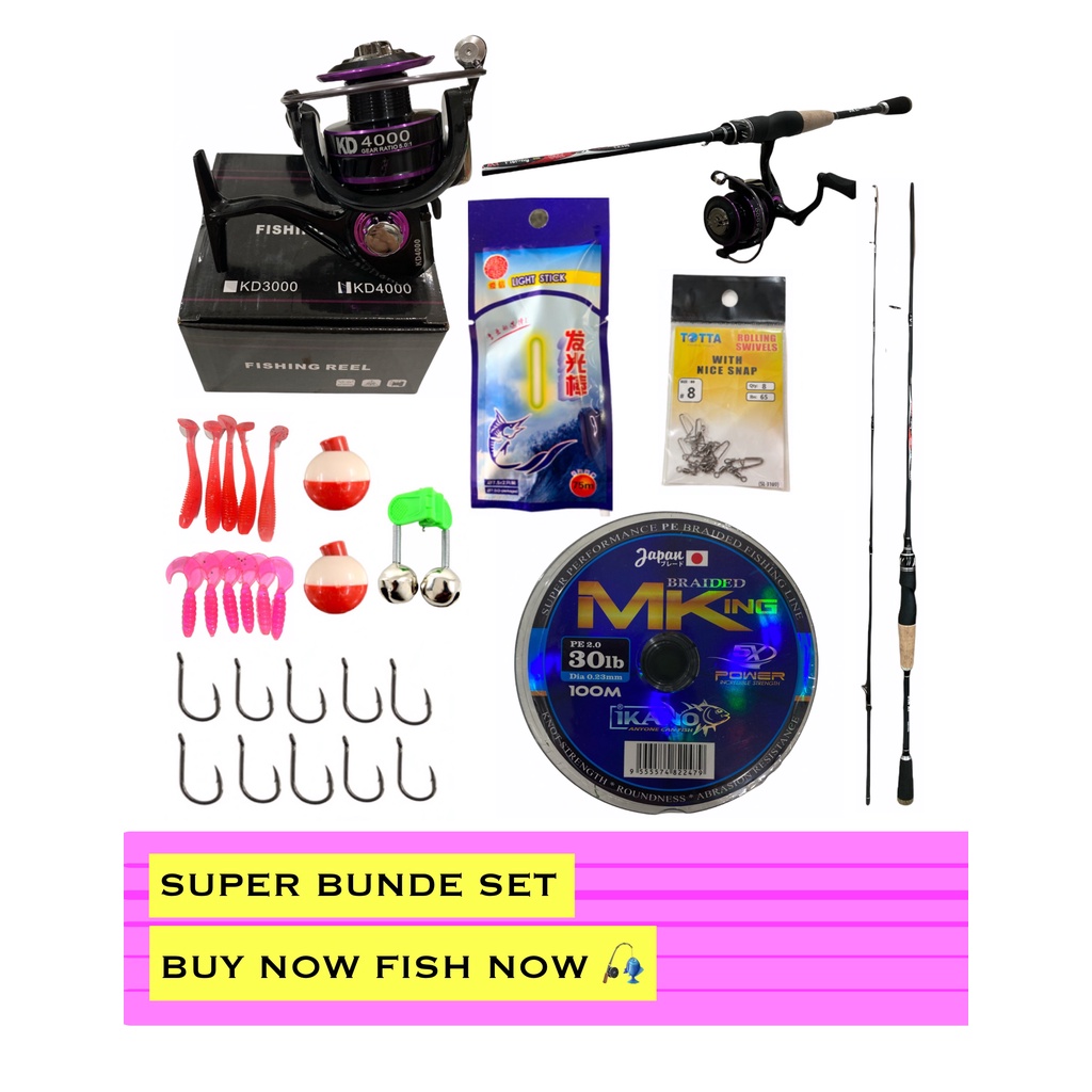 🔥Below RM100!!🔥Spinning Super Bundle Set🔥Joran Pancing Full Set Fishing ...