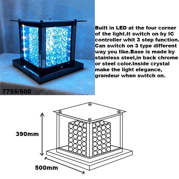 7755 OUTDOOR CRYSTAL SQUARE SHAPE GATE LAMP /Mordern 3tone DL+BLUE LED ...