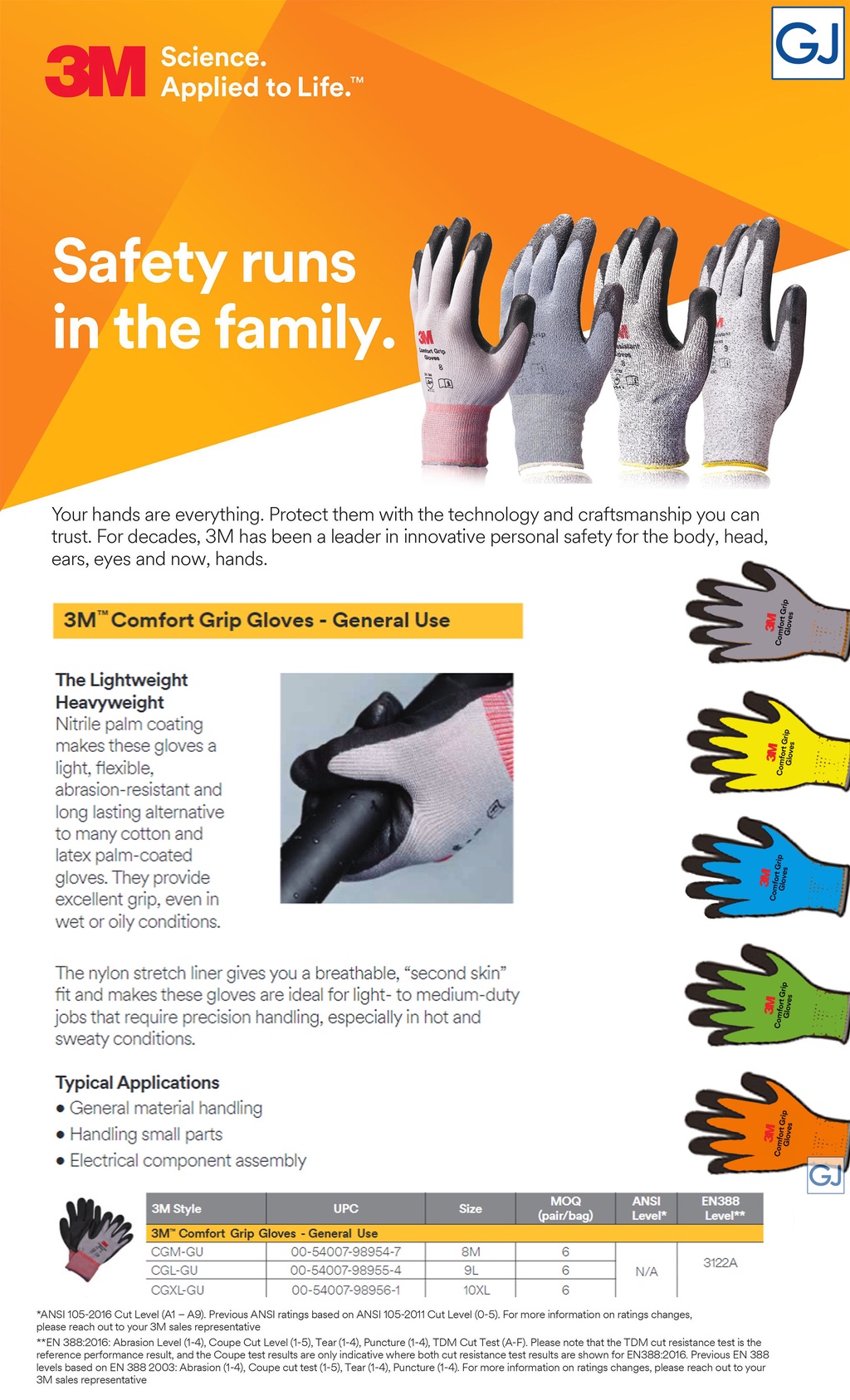 3M Comfort Grip Gloves General Use 3M Glove /GloveClip [Size: M / L ...