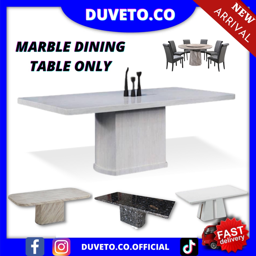 Marble Dining Table Only /Marble Only/Meja Marble Bulat/ 6 Seater ...