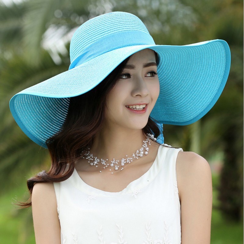 Sky blue beach hat, beautiful wholesale and retail | Shopee Malaysia