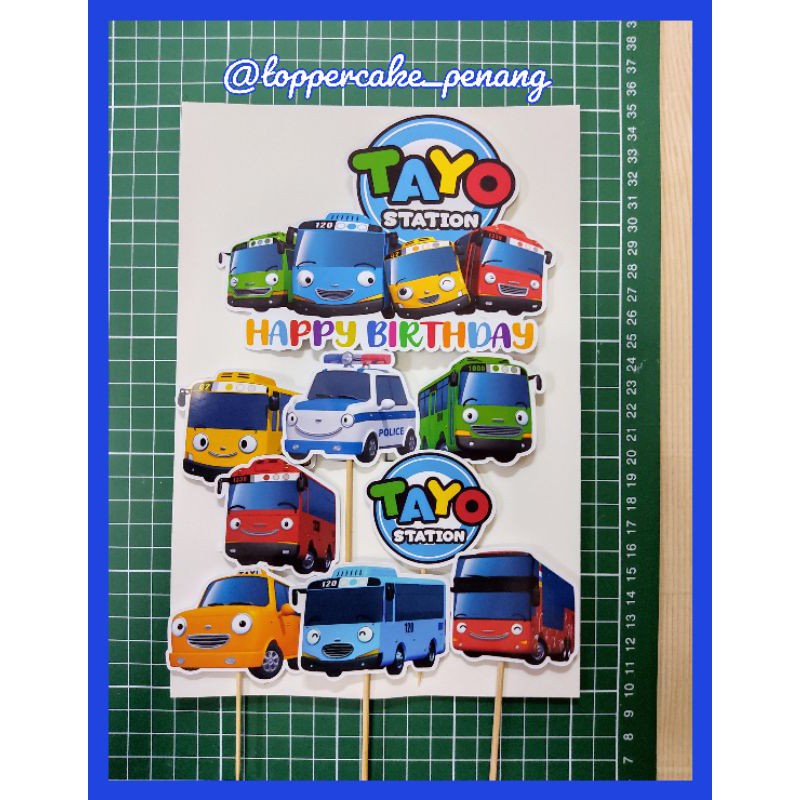 Tayo The Little Bus Happy Birthday Decoration Set Cake Topper for ...