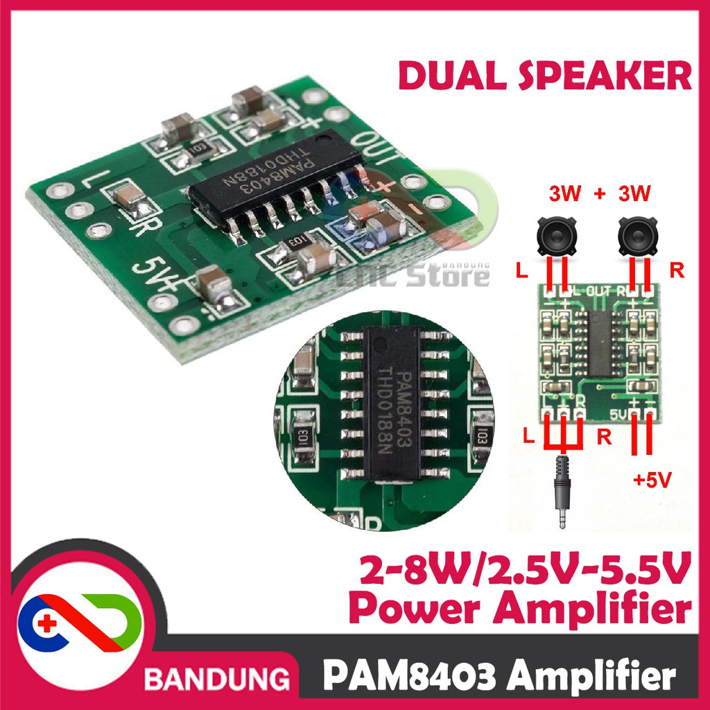 Module MINI POWER AMPLIFIER PAM8403 MINI 2-8W SPEAKER 2.5V-5.5V CLASS D ...