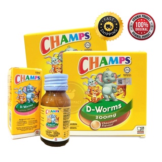 Champs D Worms Chocolate Chewable Tablets 2's / Vanilla Suspension 10ml ...