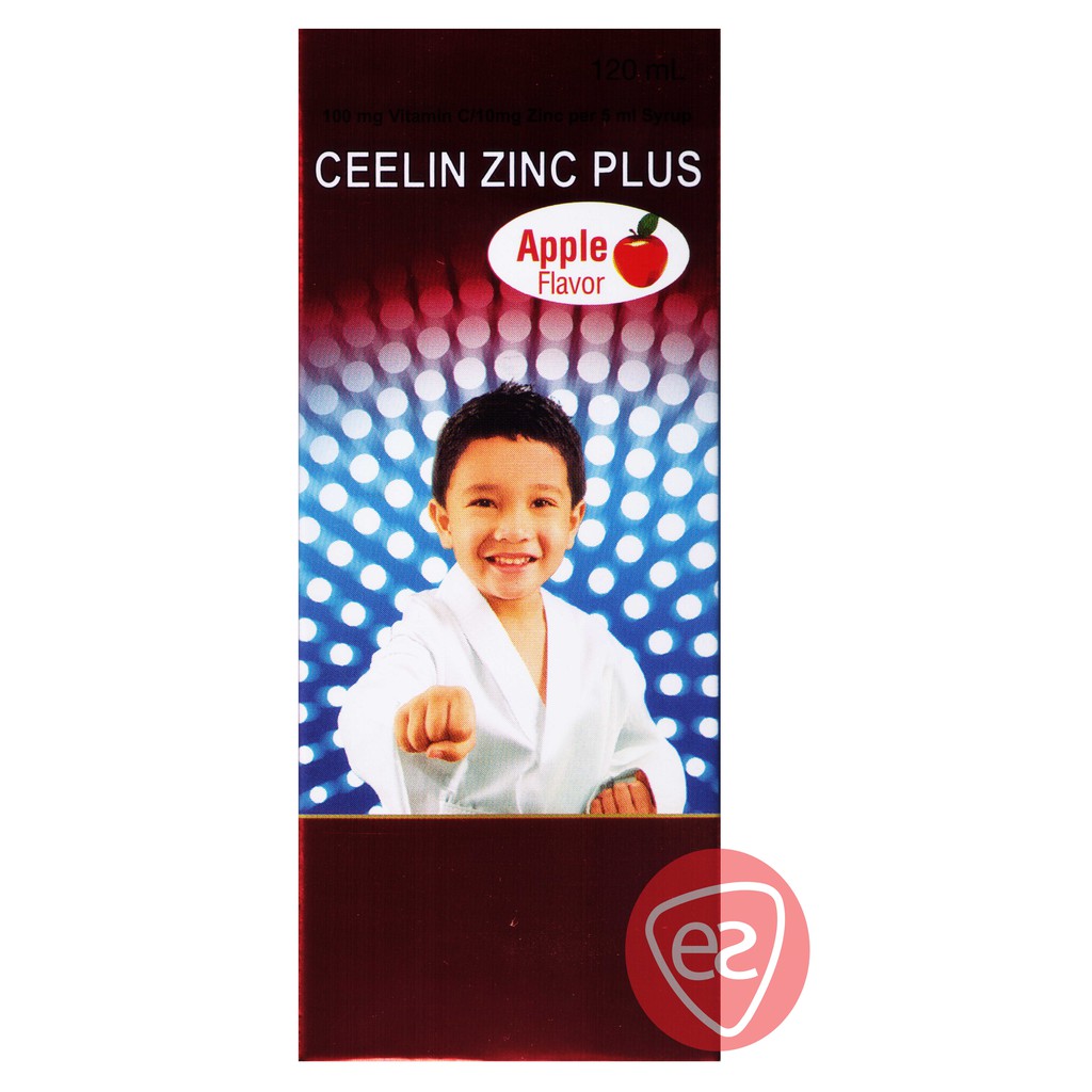 Ceelin Zinc Plus Syrup 120ml (Apple Flavor) 100mg Vitamin C + 10mg Zinc ...