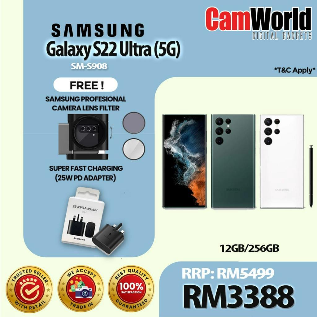 Samsung Galaxy S22 Ultra 5G ( SM-S908 ) ( 12GB + 256GB ) With Filter & 25w | Shopee Malaysia