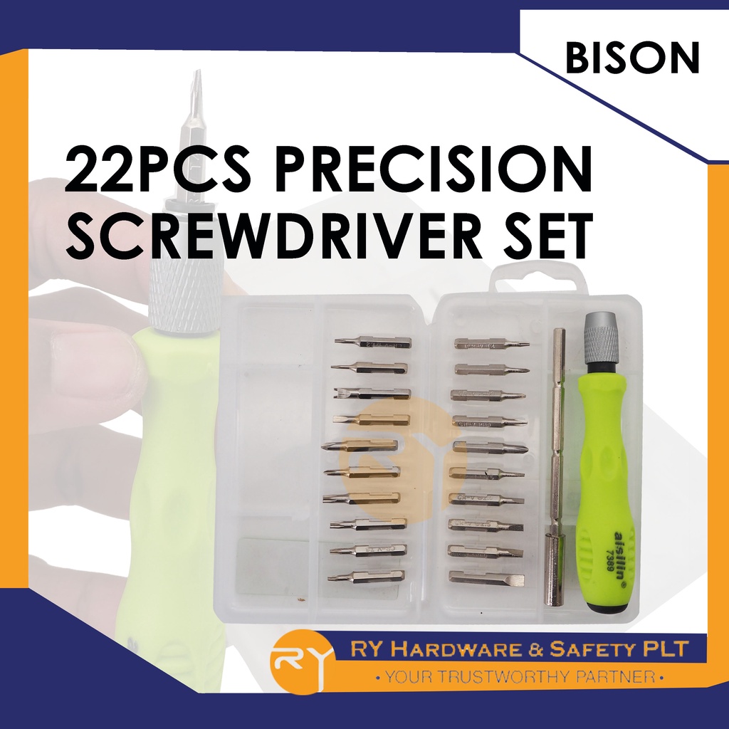 BISON | PRECISION SCREW DRIVER SET OF 22 | 22 SET SKRU PELBAGAI JENIS ...