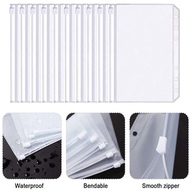 1Pc A5/A6/A7 Convenient 6-Hole Zipper Binder Pocket Practical ...