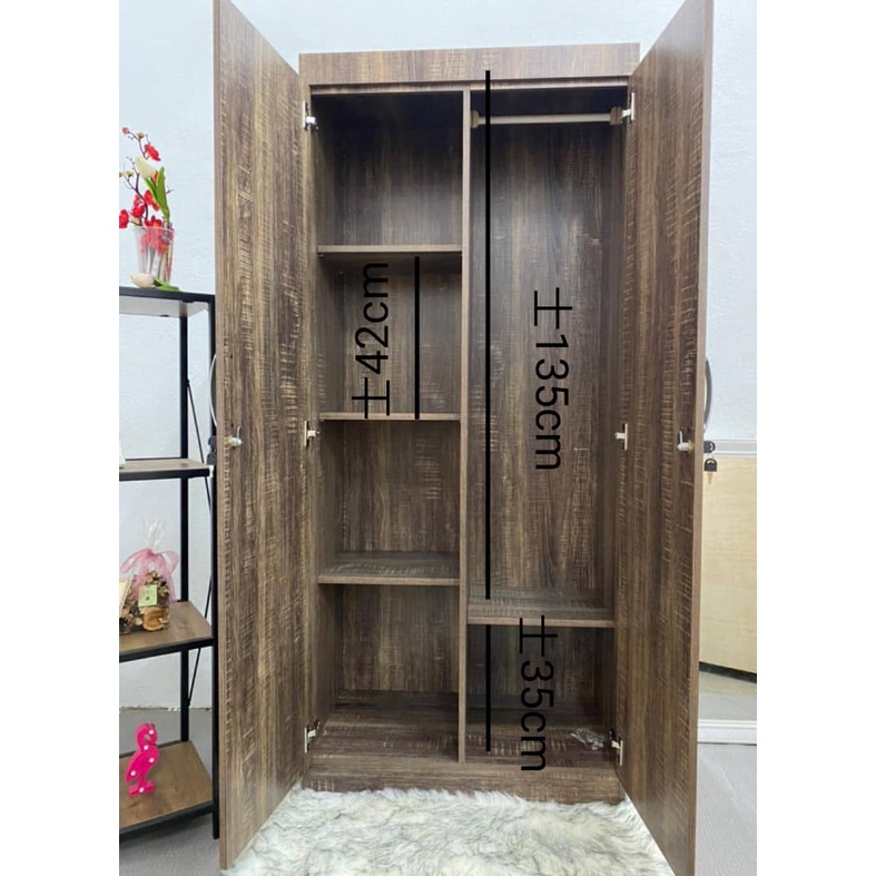 [6FTx2.5FT] Wardrobe 2Door with lock Almari Baju 2Pintu berkunci Almari ...