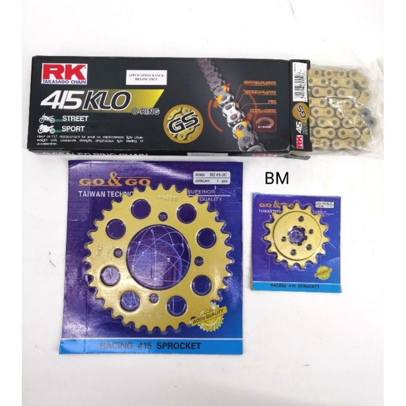 RK JAPAN 415 O-RING CHAIN + SPROKET SET RXZ/Y125Z /LC135 /SRL /Y100 ...
