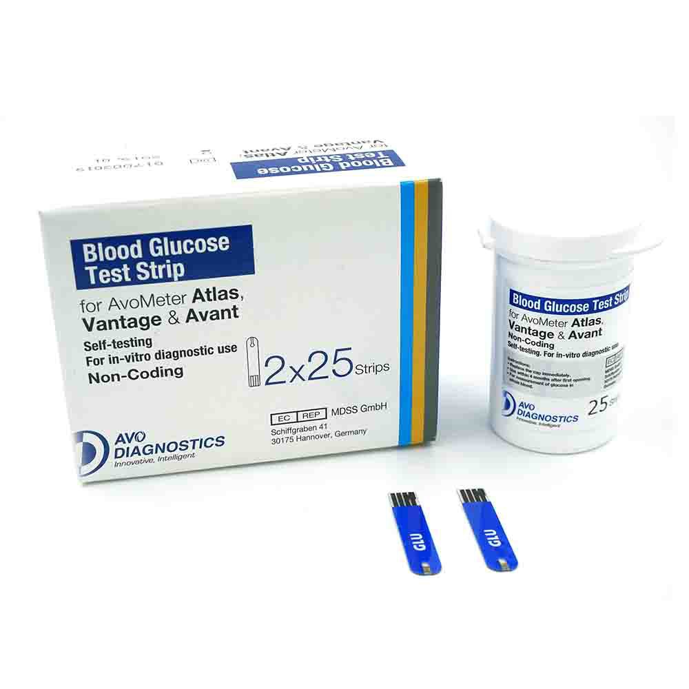 AvoMeter Avo meter Blood Glucose Strips 50s for Atlas,Avant,Vantage ...