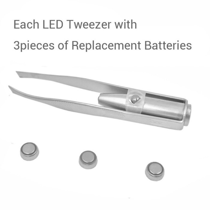 LED Light Tweezer Eyebrow Eyes Hair Remover Tool Stainless Steel Umpit ...