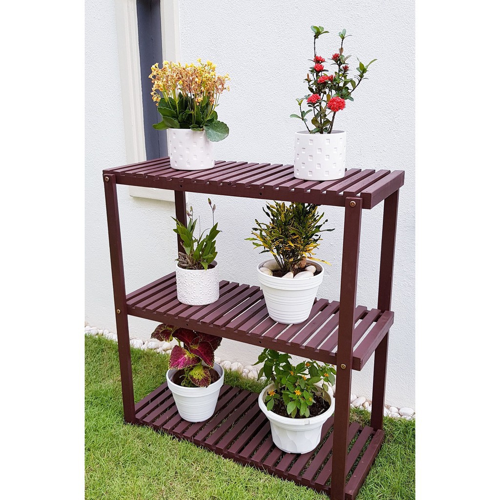 Wooden Rack Garden Flower Pot Multilevel Ready Stock Garden Shelf ...