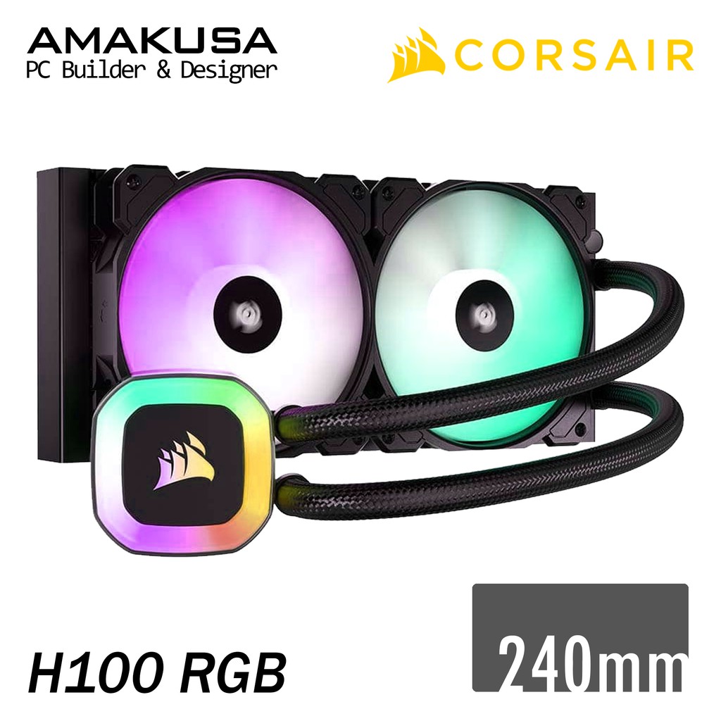 Corsair Hydro H100 RGB 🌈 240mm AIO Liquid Cooling CPU Cooler Water Fan ...