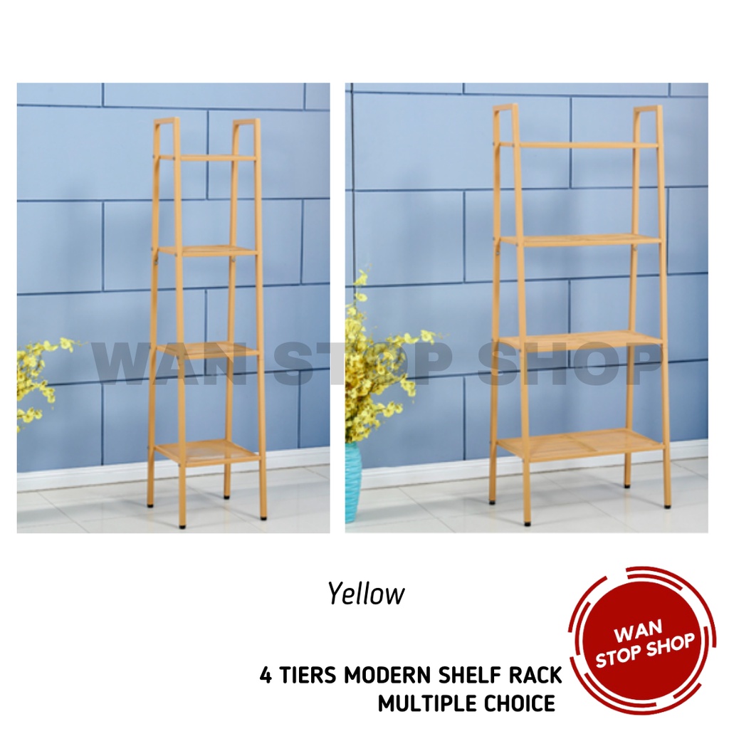 4 Tier Modern Shelf Rack Metal Multifunction Ladder Shelves Bookcase ...