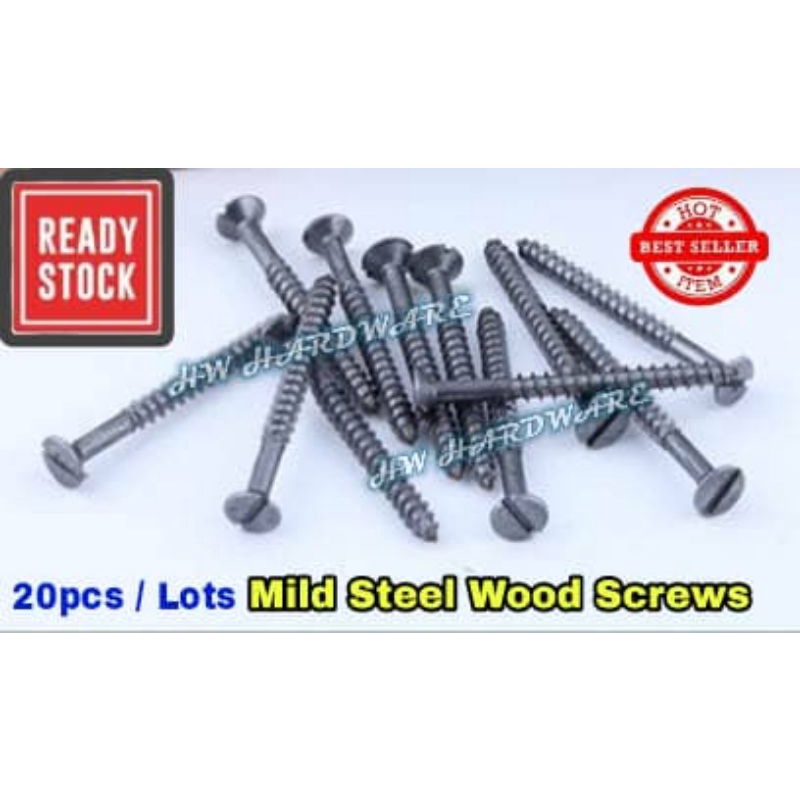 (20pcs / Lots) Mild Steel Wood Screws With Countersunk Head / Self ...