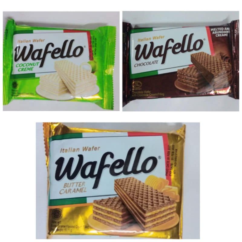 Italian Wafer Wafello Coconut Creme, Butter Caramel, Chocolate Flavor ...