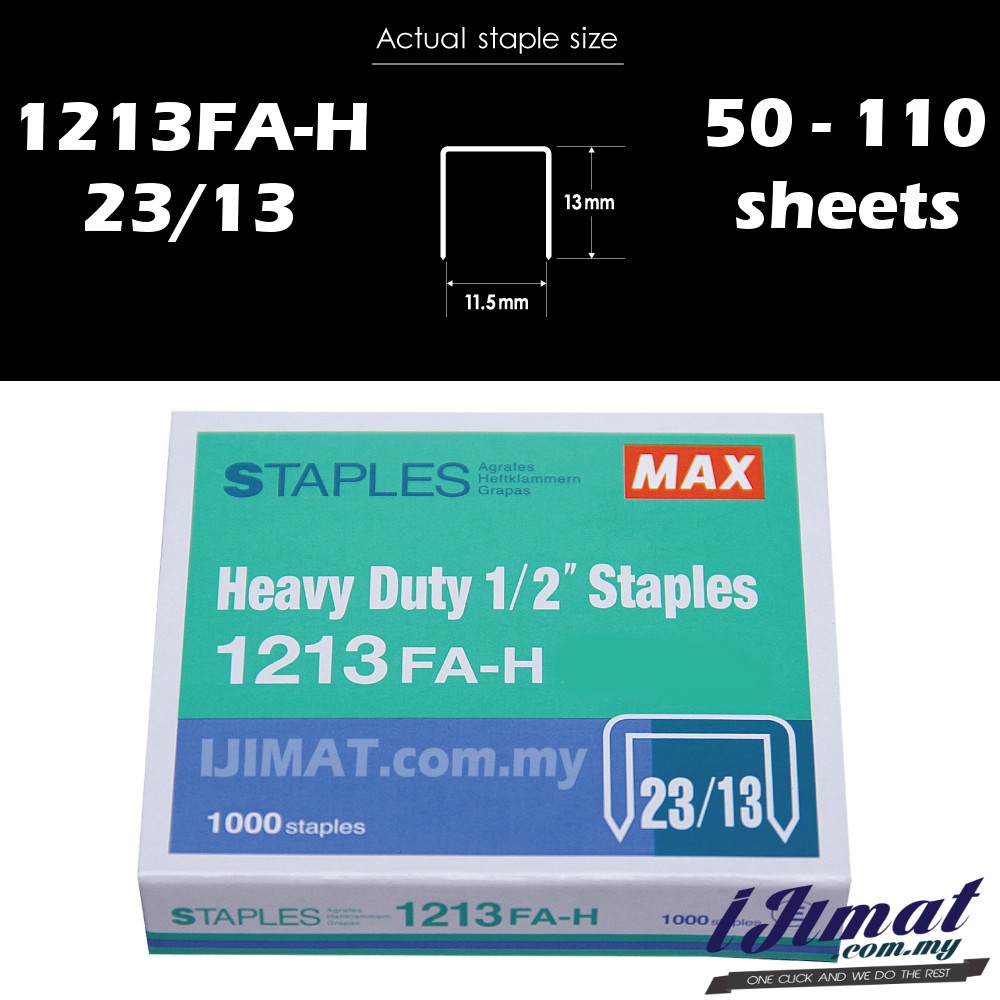 Max Heavy Duty Staples Stapler Bullet 1210 23/10 1213 23/13 1215 23/15 ...