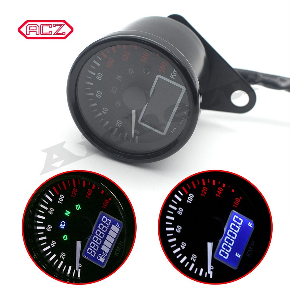 Universal Digital LCD Motorcycle Speedometer Odometer Techometer Gauge ...