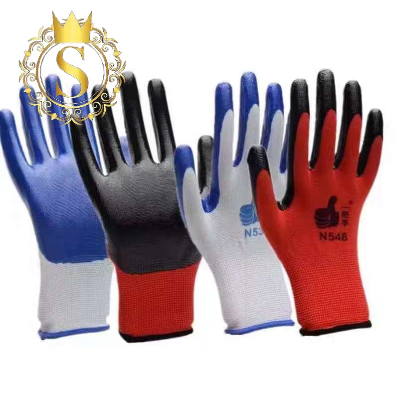 Rubber Labor Protection/ Construction/ Garden Gloves 1 Dozen | Shopee ...