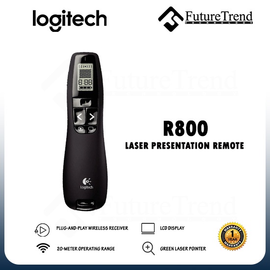 Logitech R800 Laser Presentation Remote With LCD display for time ...
