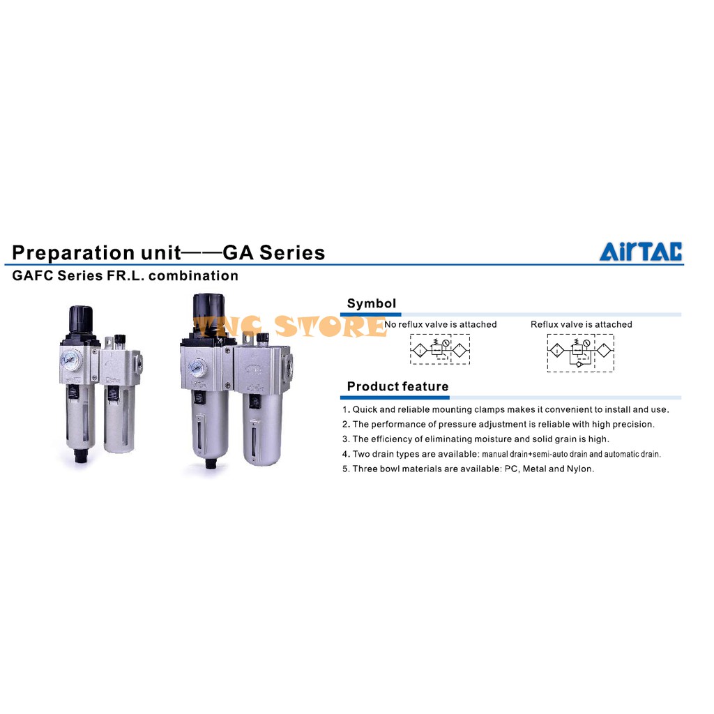 AirTac Pneumatic Filter Regulator GAFR40015S GAFR20008S GAFR30010S GAL400-15 GAL200-08 GAL300-10 ...