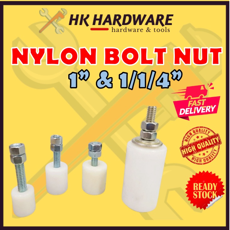 AUTO GATE NYLON WHITE BUSH BEARING ROLLER WITH BOLT AND NUT PINTU PAGAR ...