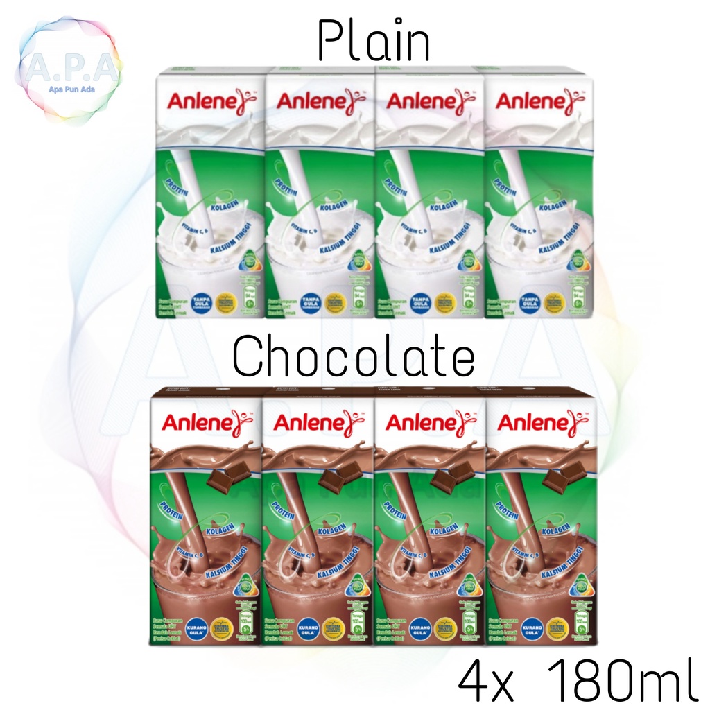 Anlene UHT Milk (Plain / Chocolate) 4x180ml *Select at variation ...